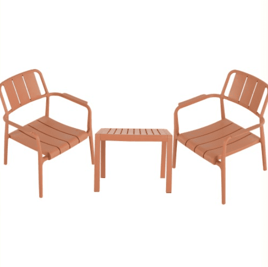 2-Piece PP Single Seater Chairs Coffee Table Set Indoor Outdoor Multi Purpo